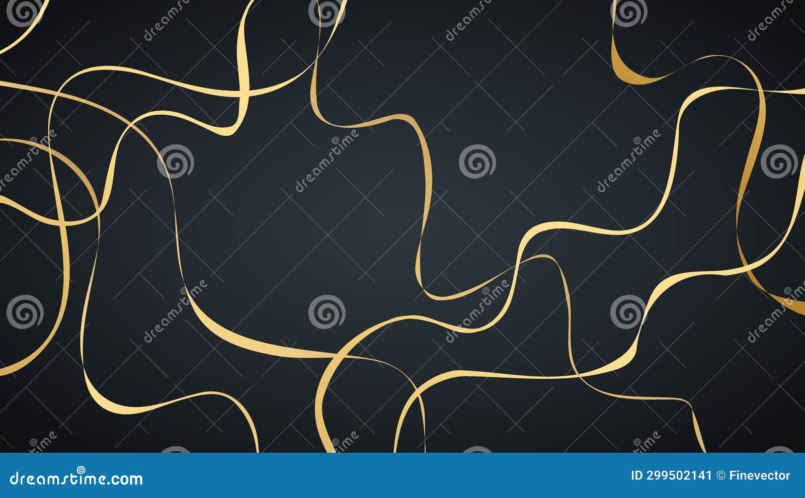 Gold Wavy Lines Pattern. Abstract Background with Hand Drawn Random ...