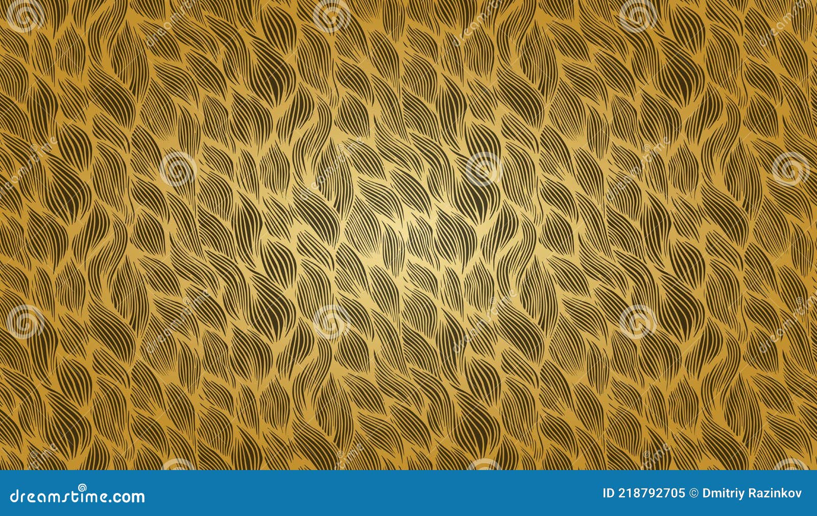 Gold Wavy Seamless Vector Pattern. Doodle Hand Drawn Pattern Seamless ...