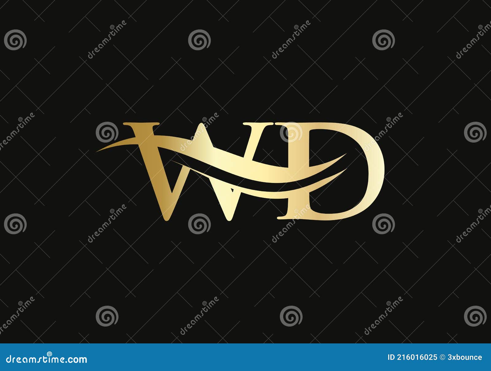 Gold WD Letter Logo Design. WD Logo Design with Creative and Modern ...