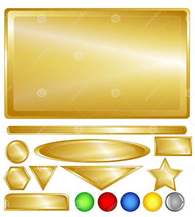 Gold web buttons and bars stock vector. Illustration of triangle - 21100217