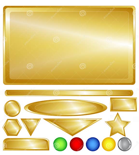 Gold web buttons and bars stock vector. Illustration of triangle - 21100217