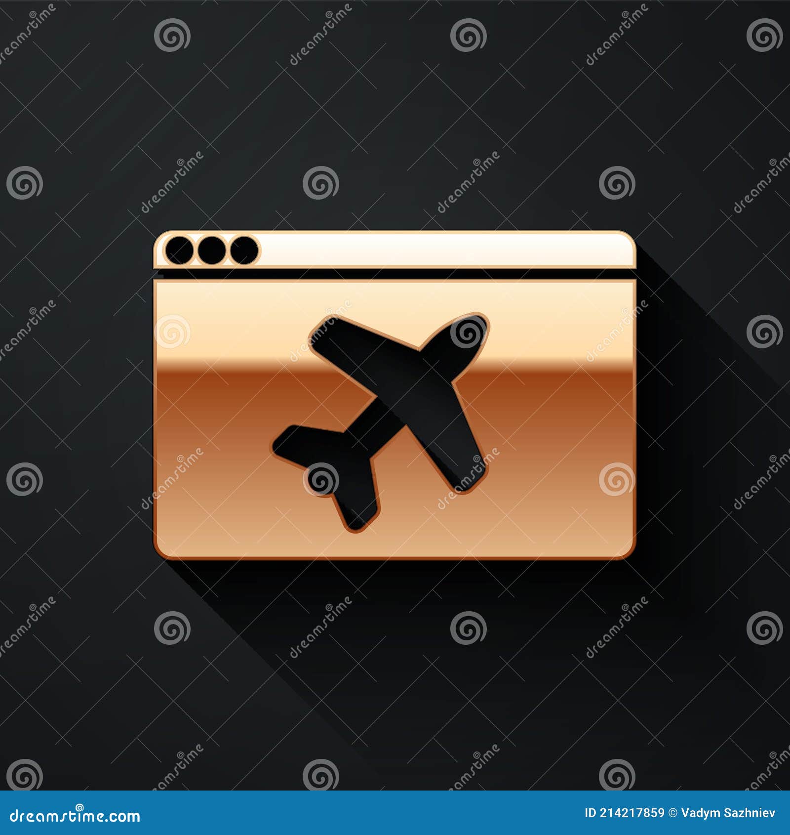 Gold Website Template Icon Isolated on Black Background. Internet ...