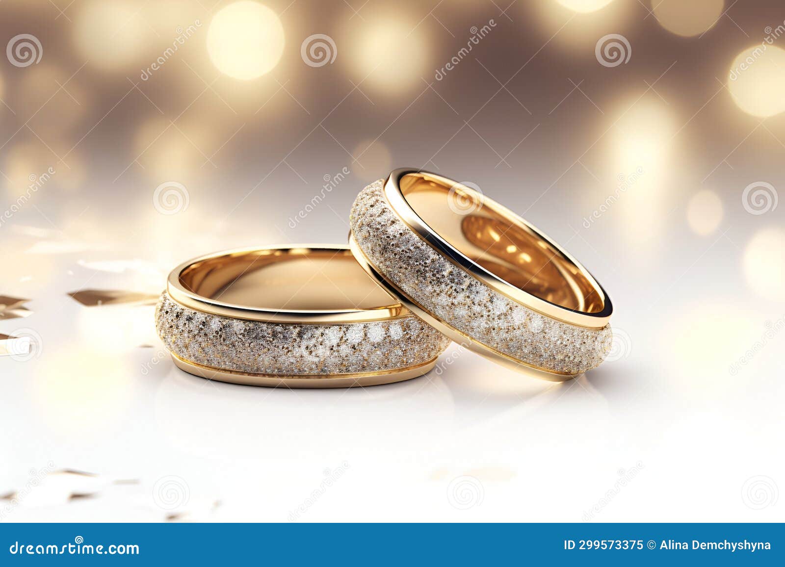 Gold Wedding Bands in Close-up Against a Light Backdrop Stock ...