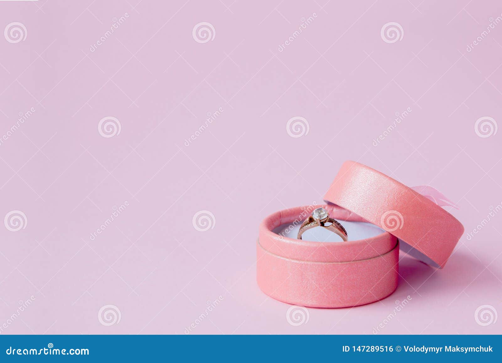 Gold Wedding Rings in a Box on Pink Background with Copy Space Stock ...