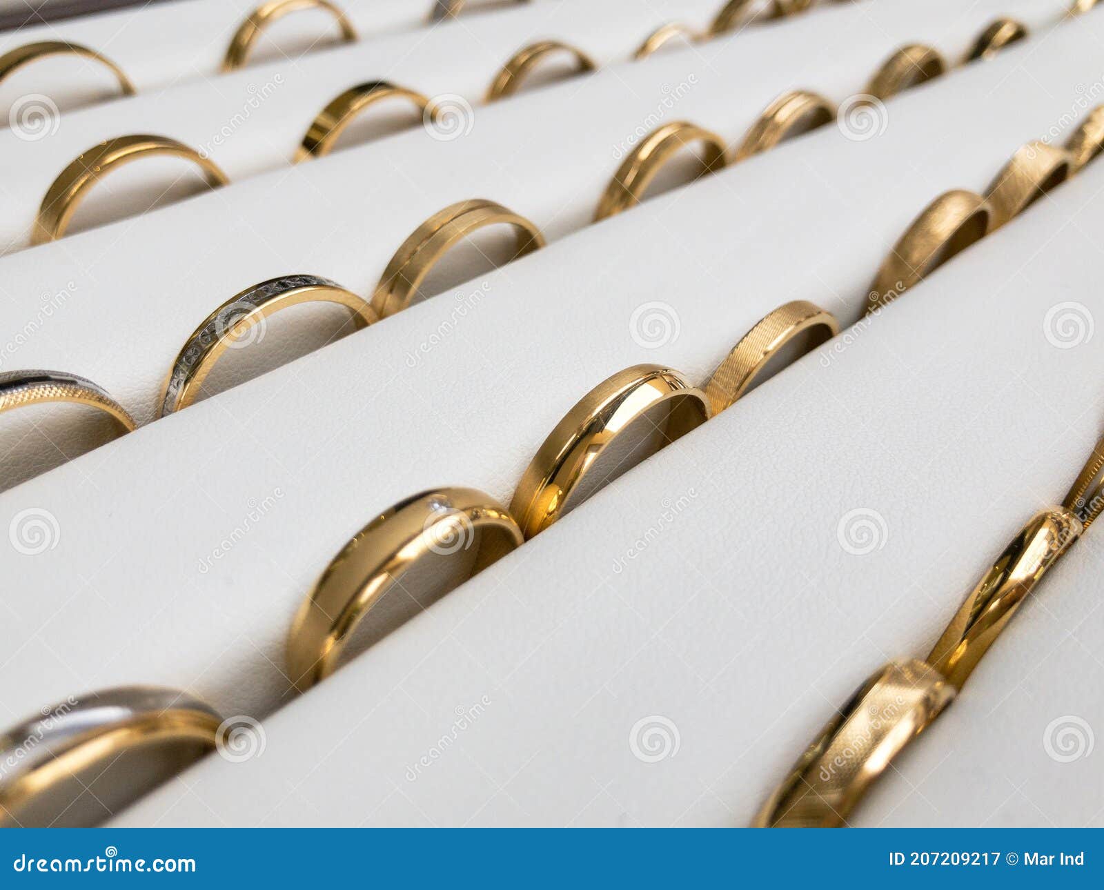 Gold Wedding Rings Demonstration Display White Background Stock Image ...