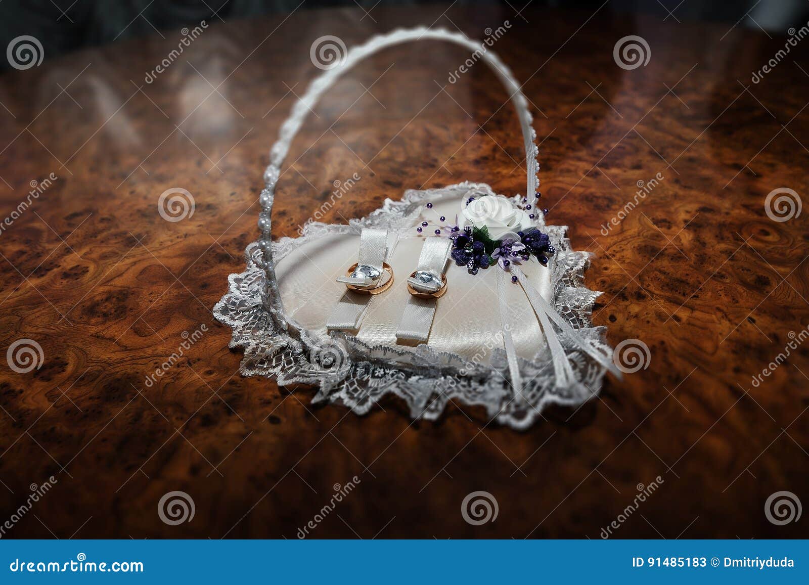 Gold Wedding Rings on Stand for Rings in Form of Heart Stock Image ...