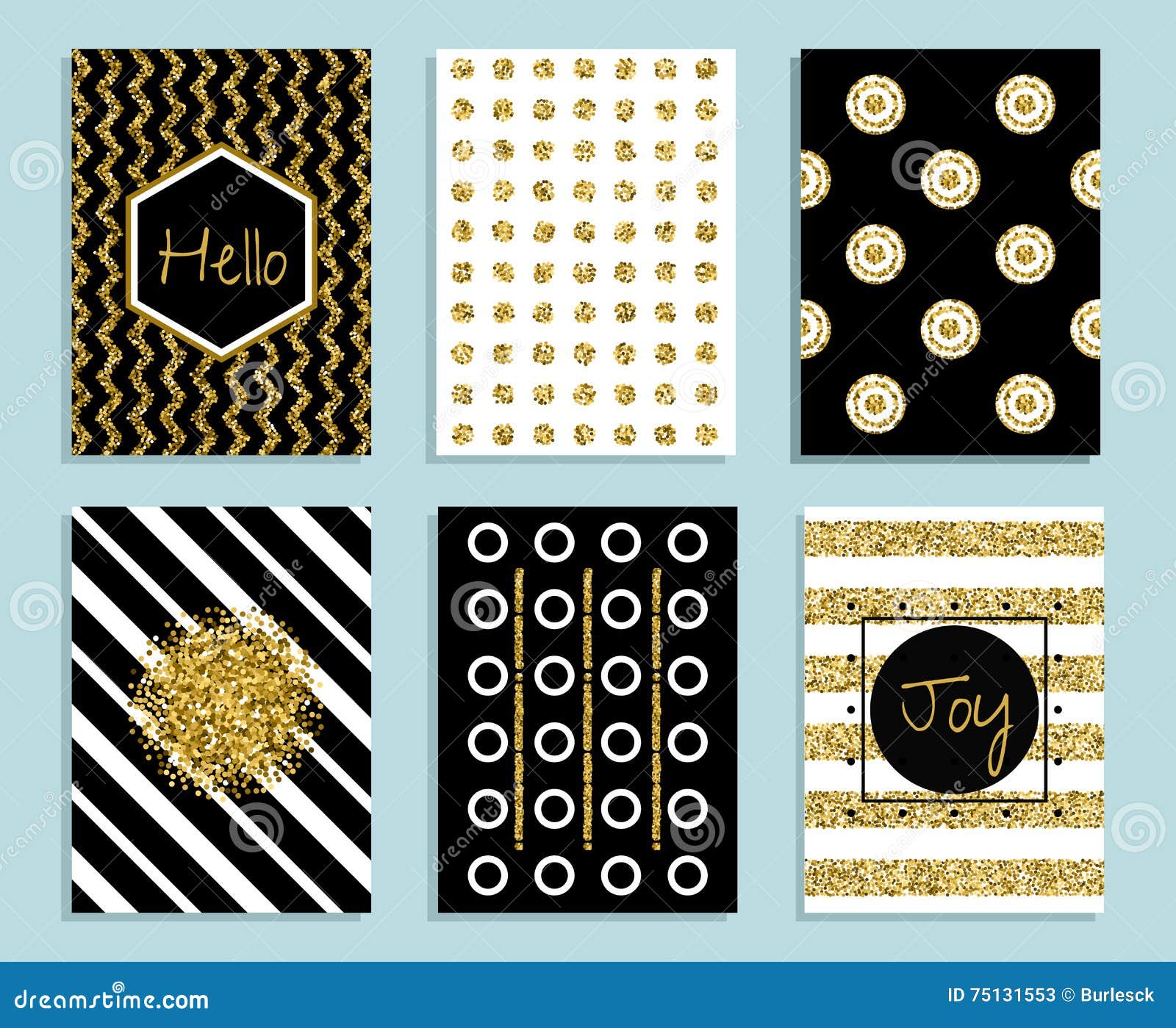Gold, White and Black Gift Card Template with Texture of Foil Stock ...