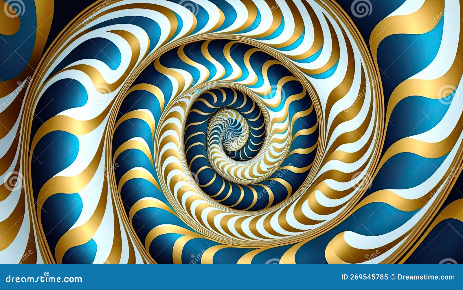 Gold White and Blue Abstract Recursive Spiral Texture Pattern ...