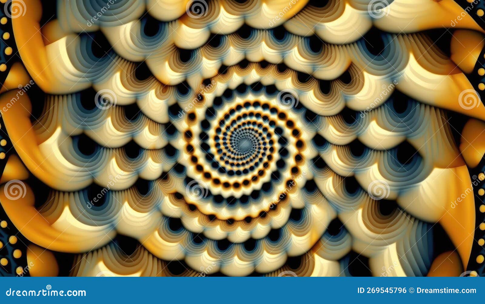 Gold White and Blue Abstract Recursive Spiral Texture Pattern ...