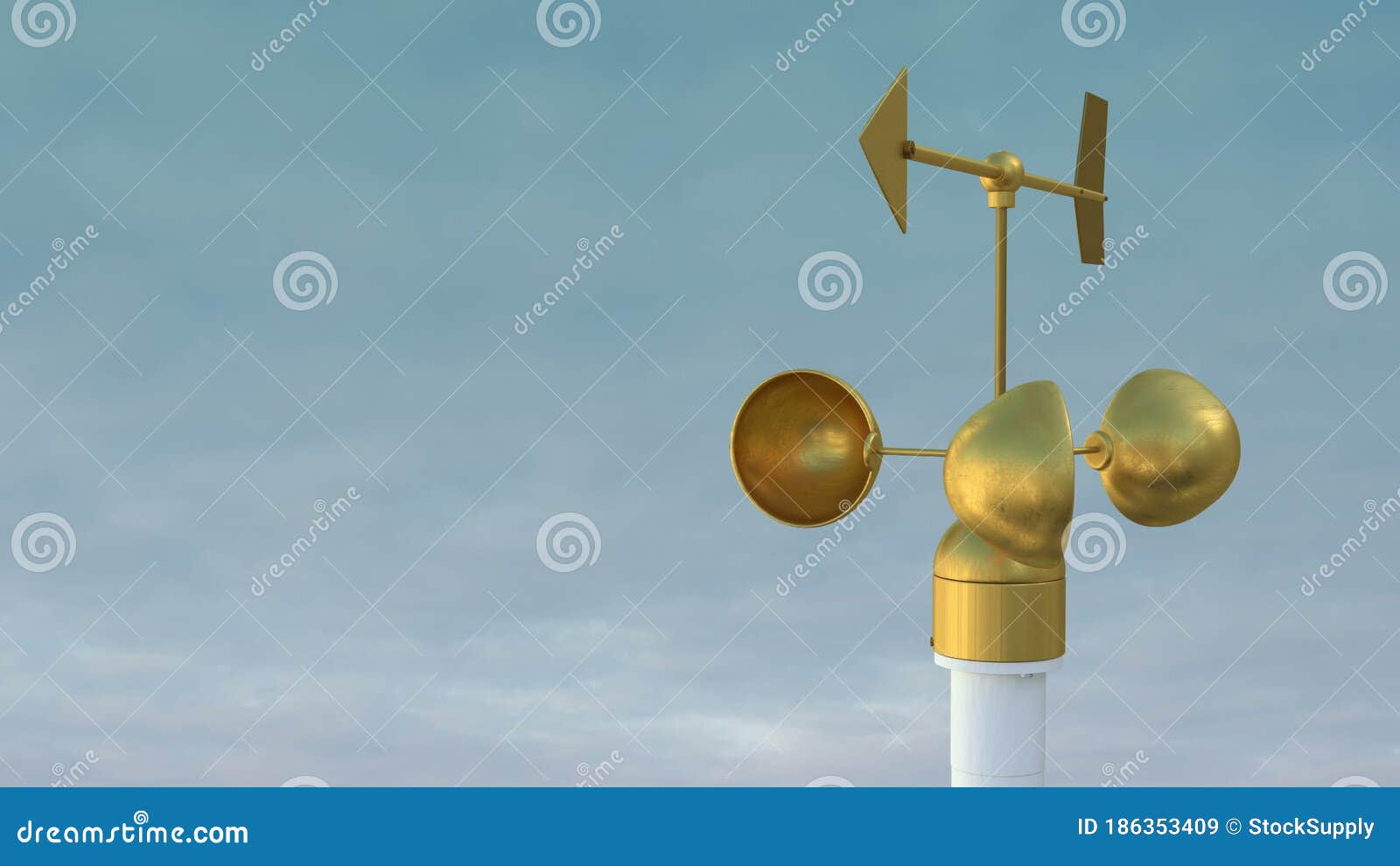 Gold Wind Vane and Anemometer Rotate during Windy Day. Stock Video ...