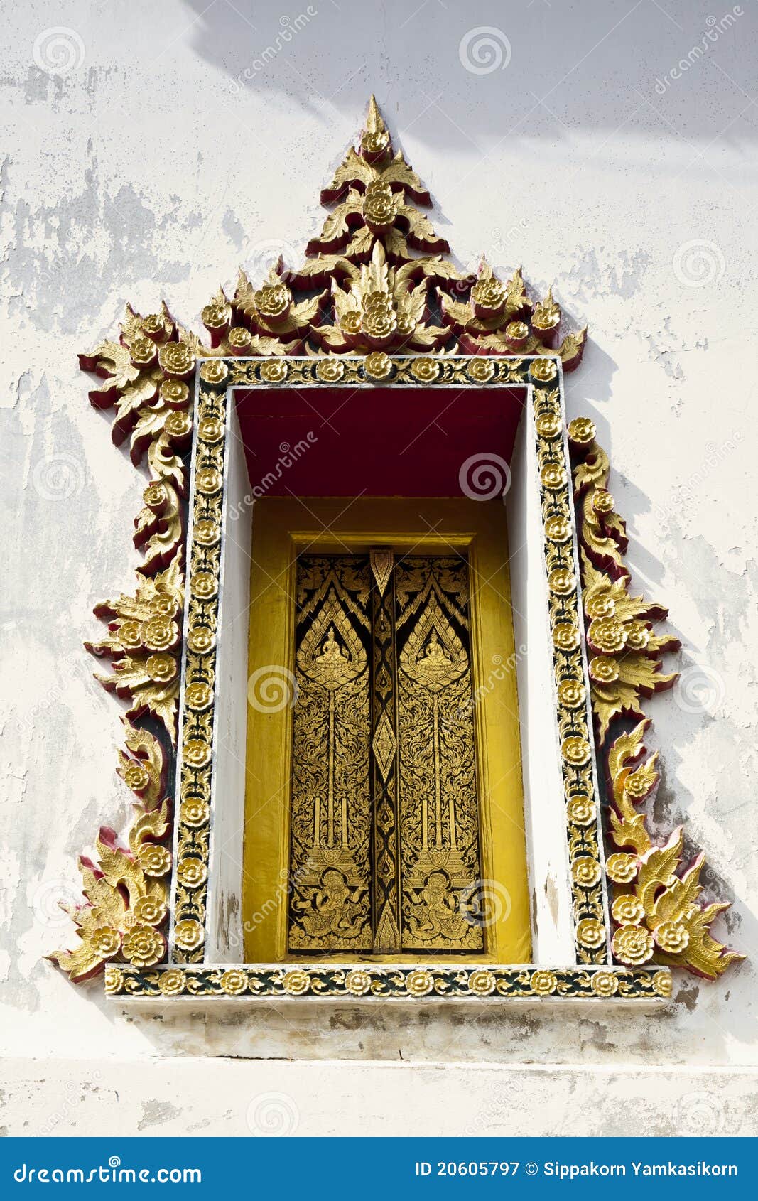 Gold window stock image. Image of ruin, fresco, thailand - 20605797