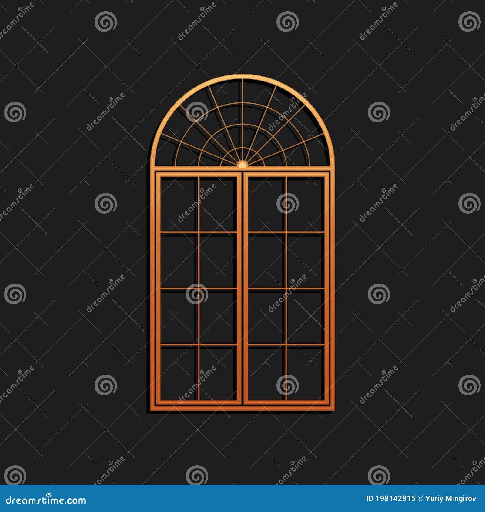 Gold Window Icon Isolated on Black Background. Long Shadow Style Stock ...