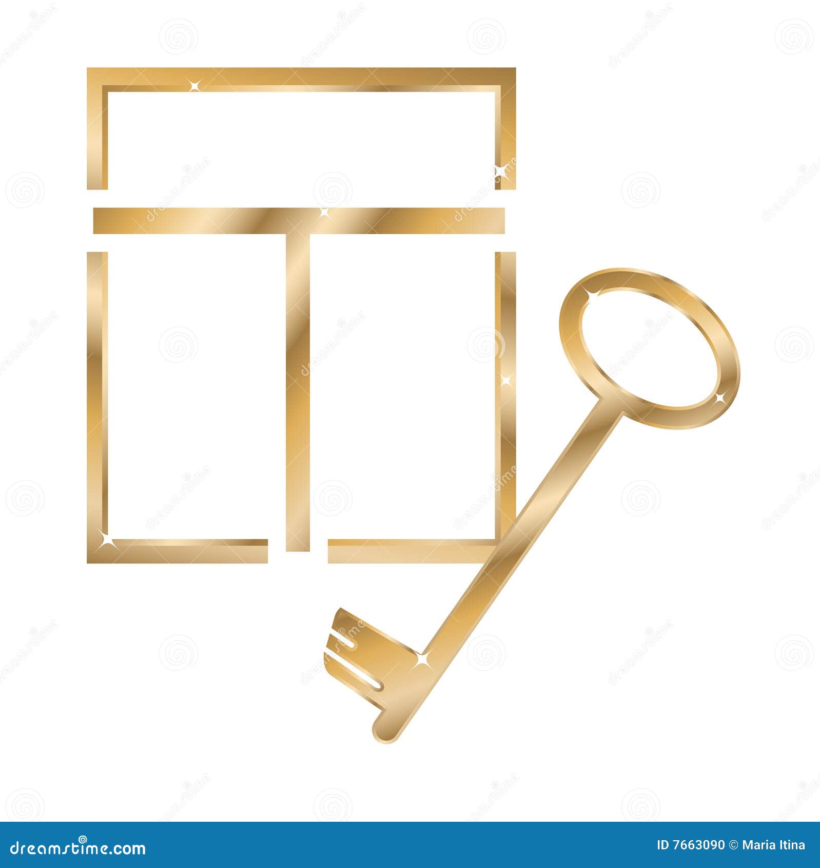 Gold window and key stock vector. Illustration of residential - 7663090