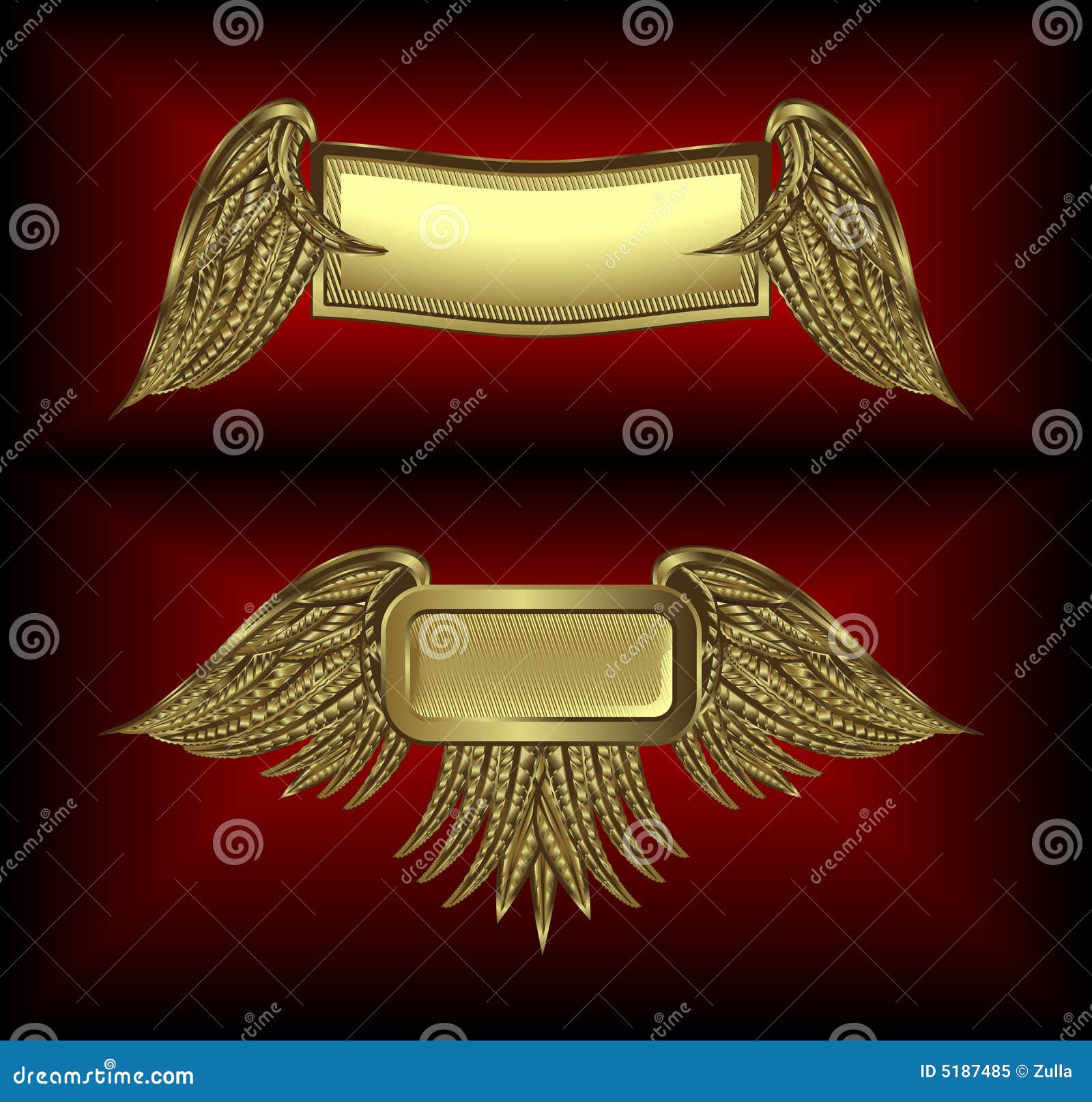 Gold Winged Banners stock vector. Illustration of yellow - 5187485