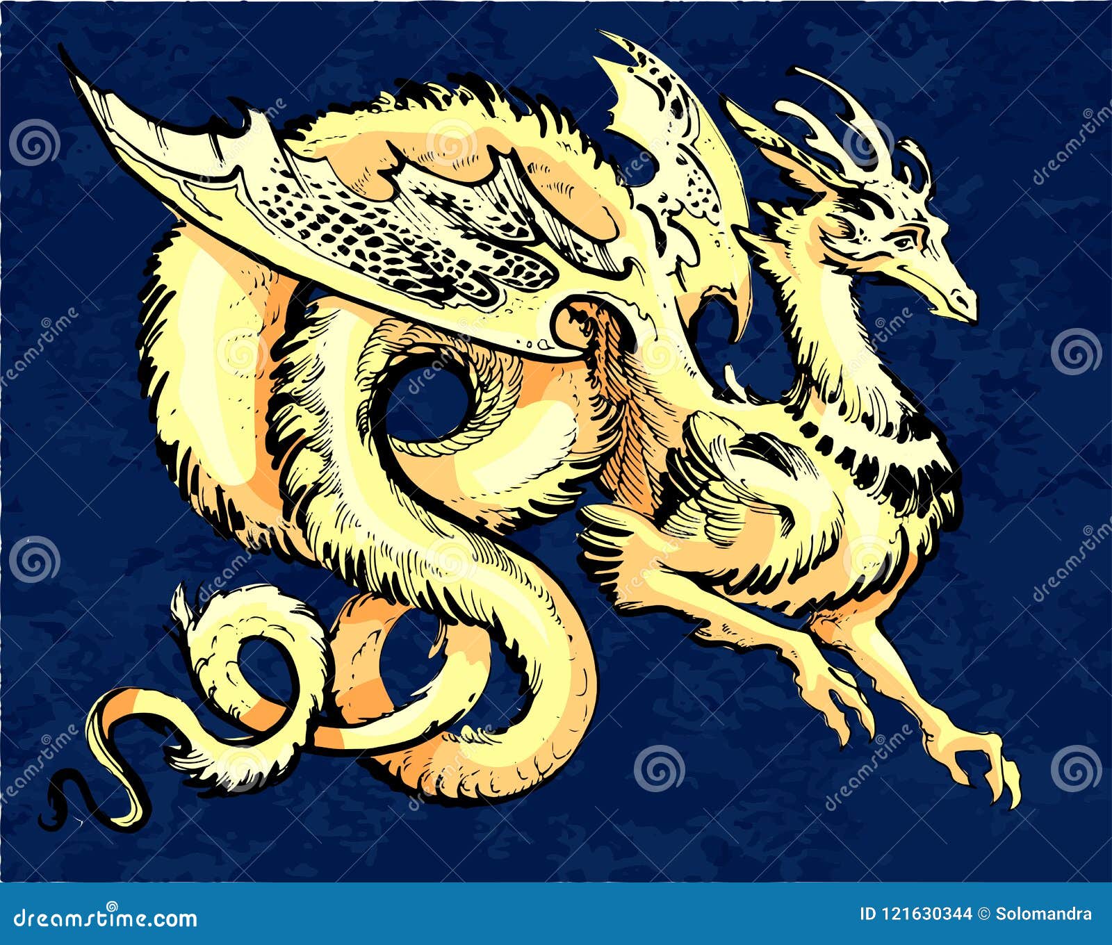 Winged Dragon. Vector Drawing Animal | CartoonDealer.com #225994727