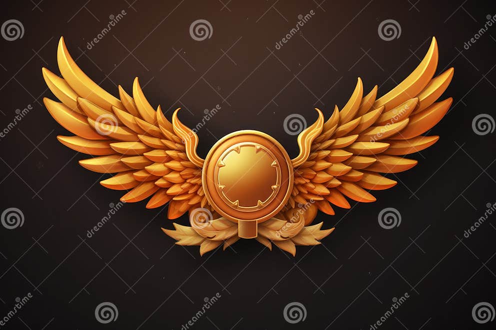 A Gold Winged Emblem with a Circle and a Circle with a Circle on it ...