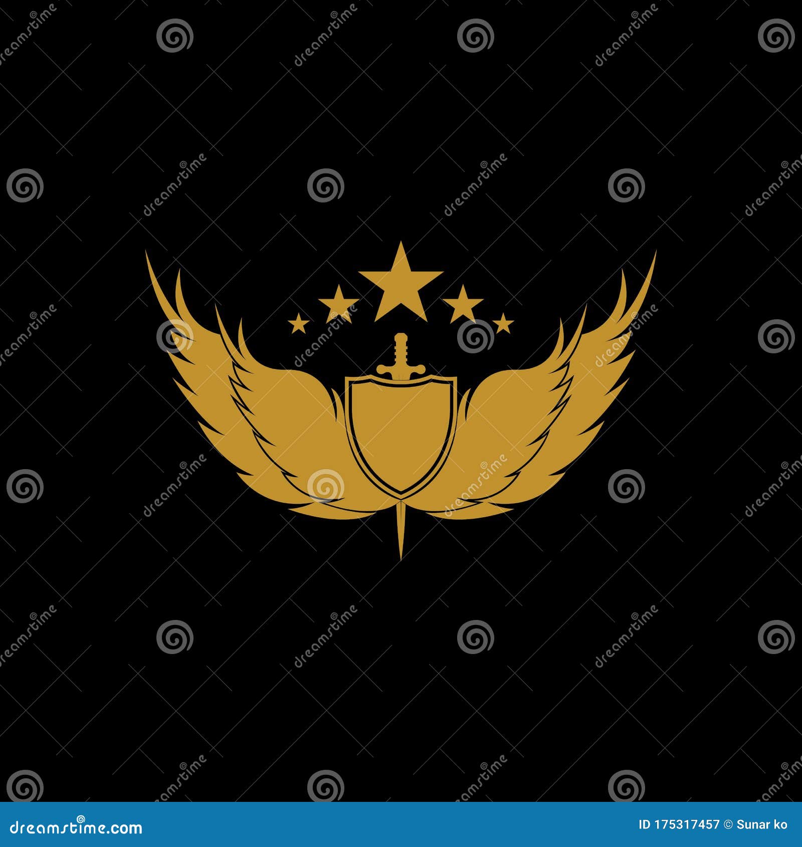 Gold Winged Sword with Shield Vector Icon Stock Vector - Illustration ...