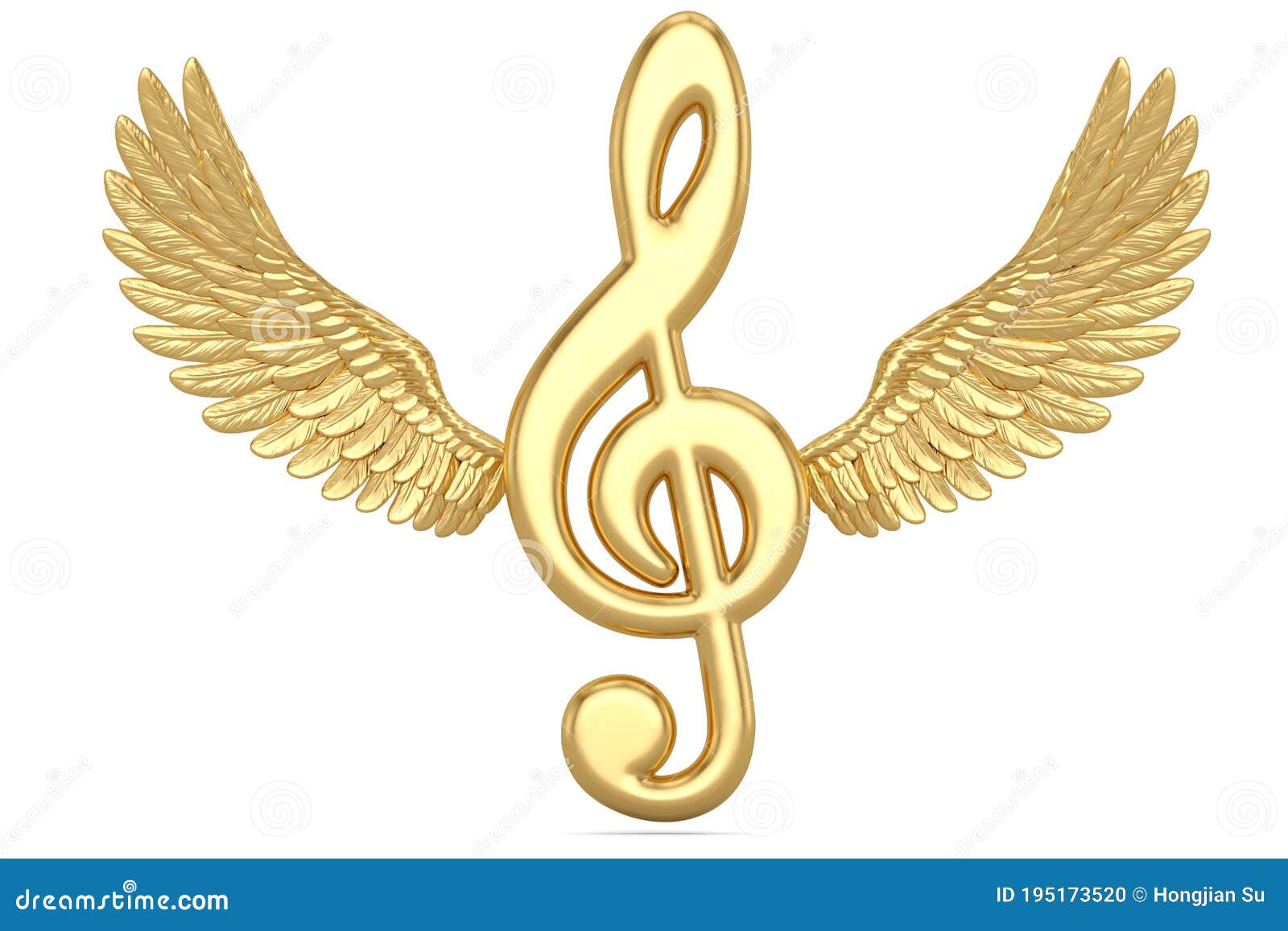 Gold Wings with Musical Note Isolated on White Background, 3D Render ...
