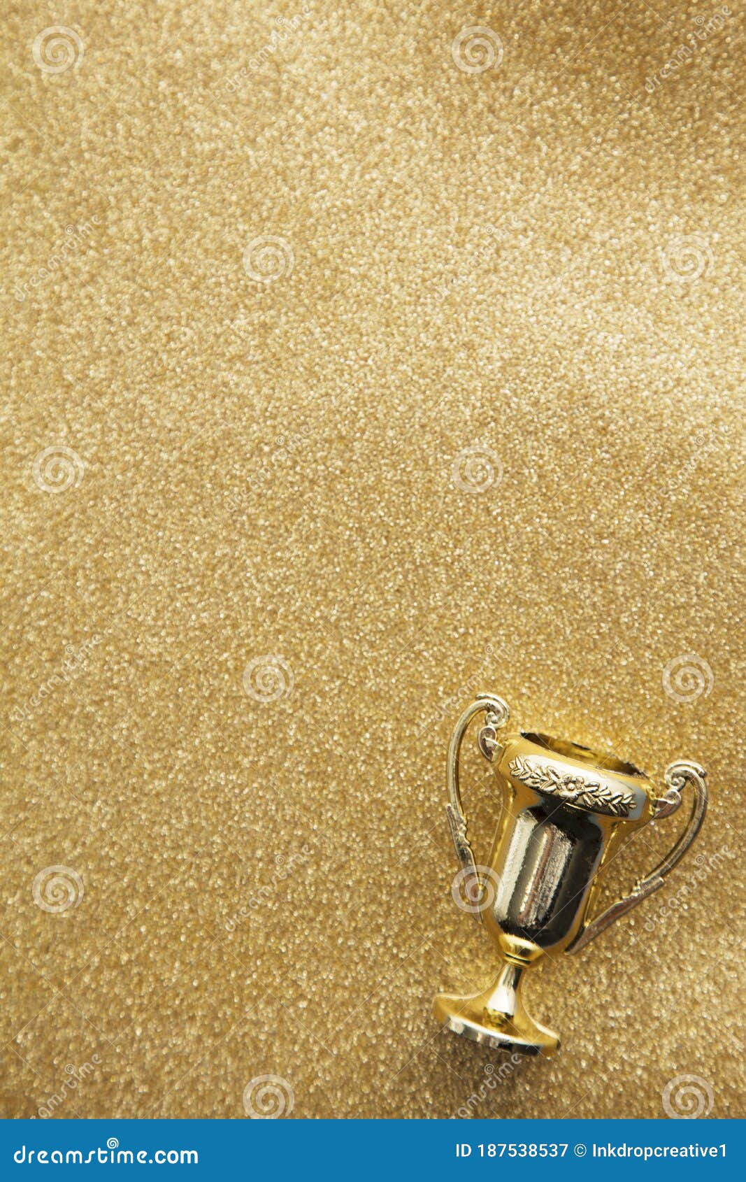 Gold Winners Achievement Trophy On A Gold Glitter Background Stock ...