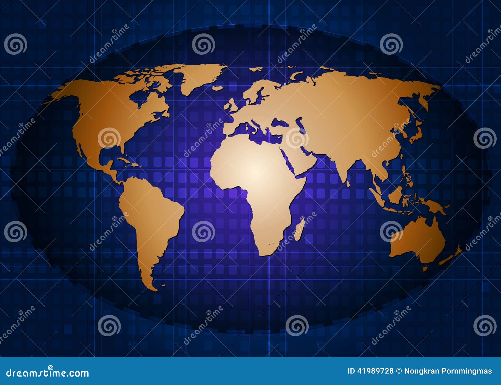Gold World Map with Abstract Technology Background. Stock Vector ...