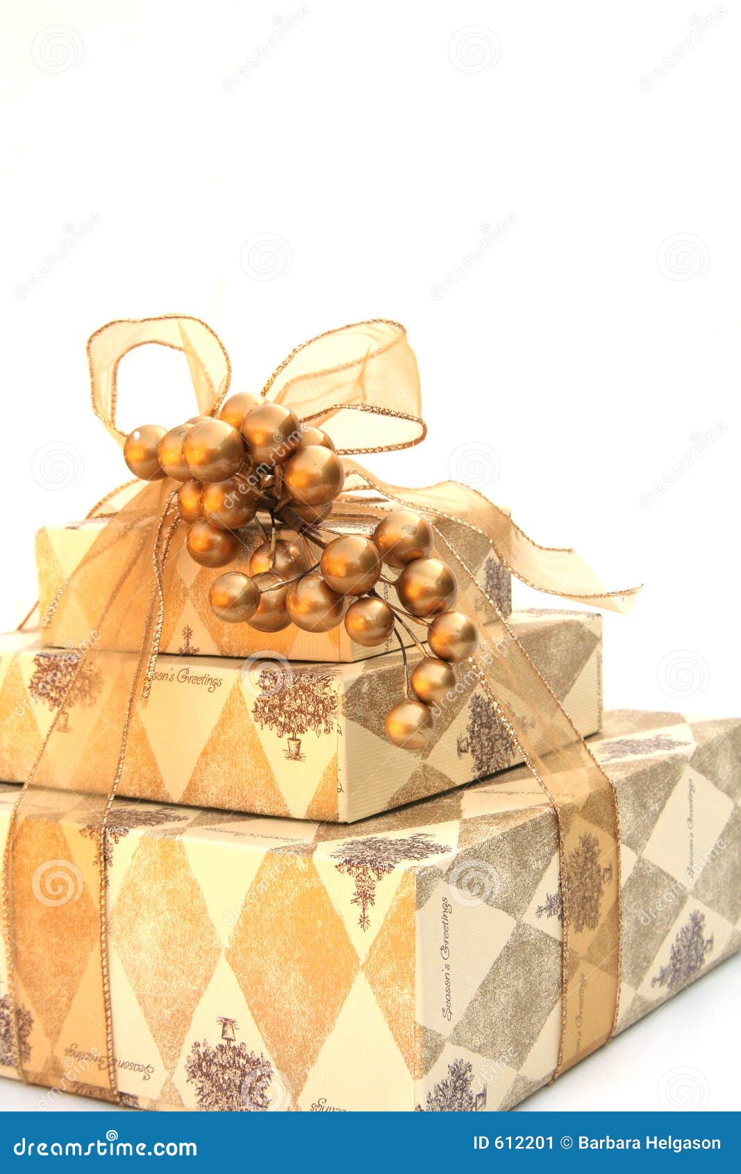 Gold Wrapped Christmas Present Stock Image - Image of noel, surprise ...