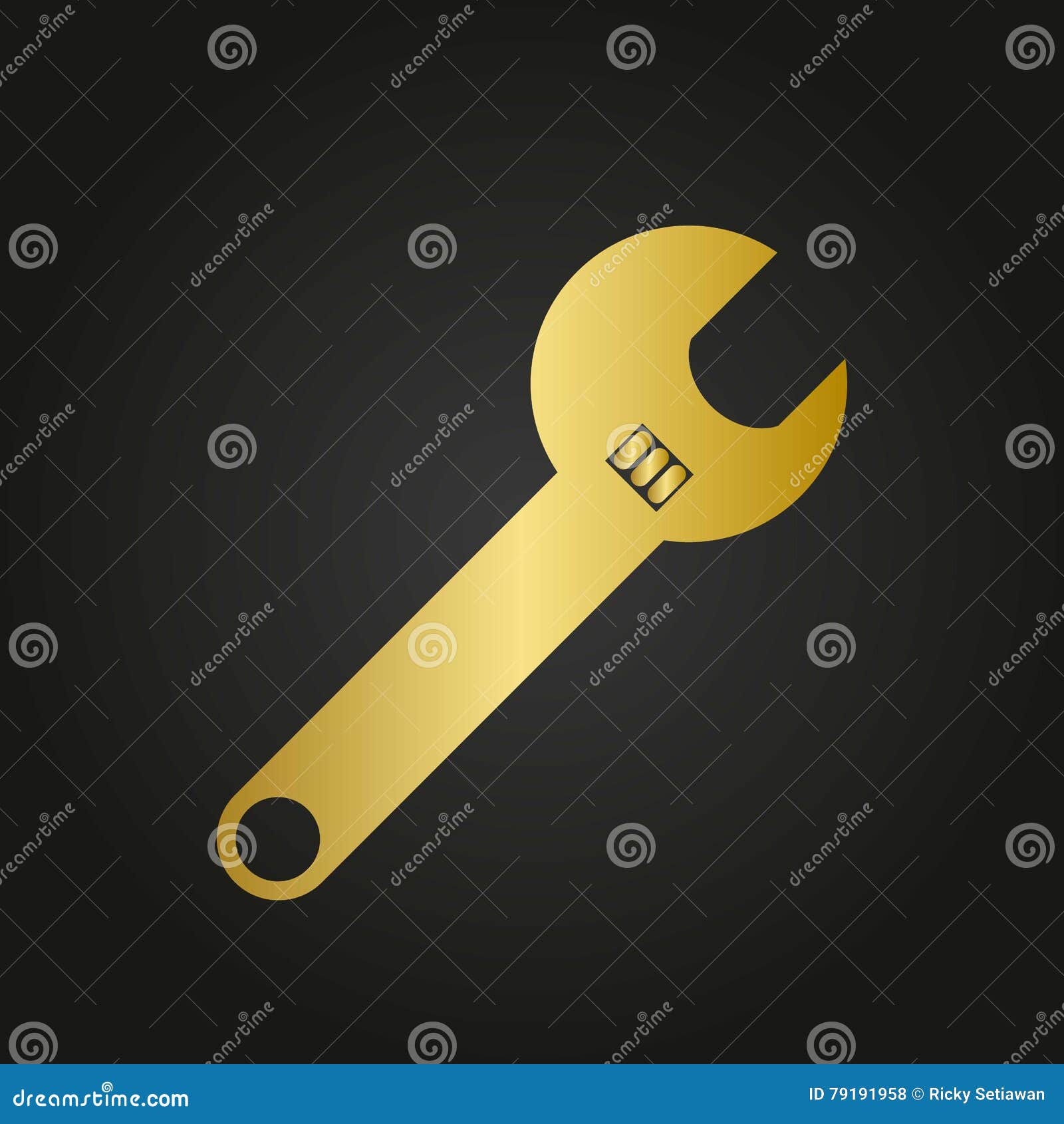 Gold Wrench Logo or Icon stock illustration. Illustration of bolt ...