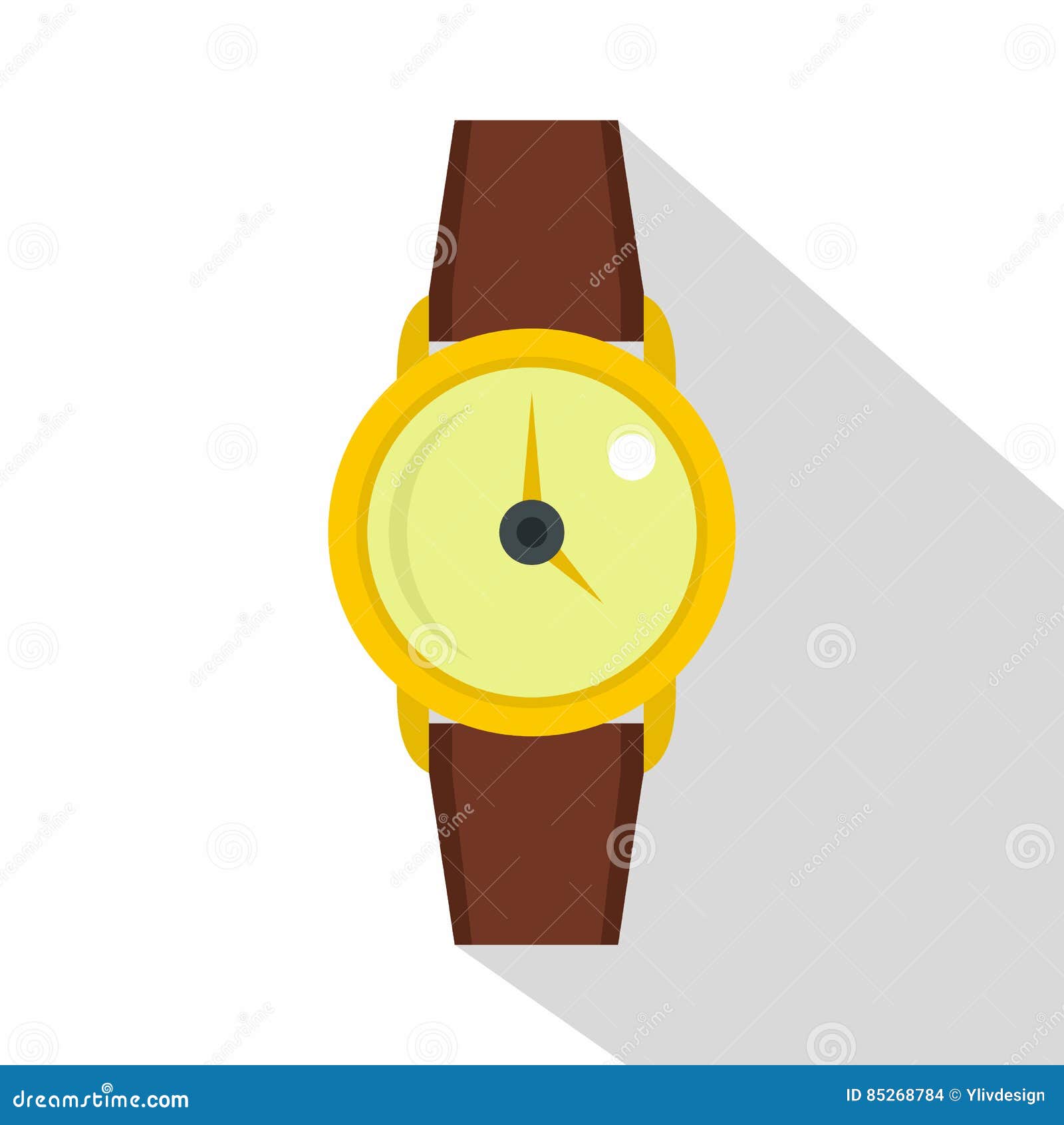 Gold Wristwatch Icon, Flat Style Stock Vector - Illustration of clock ...
