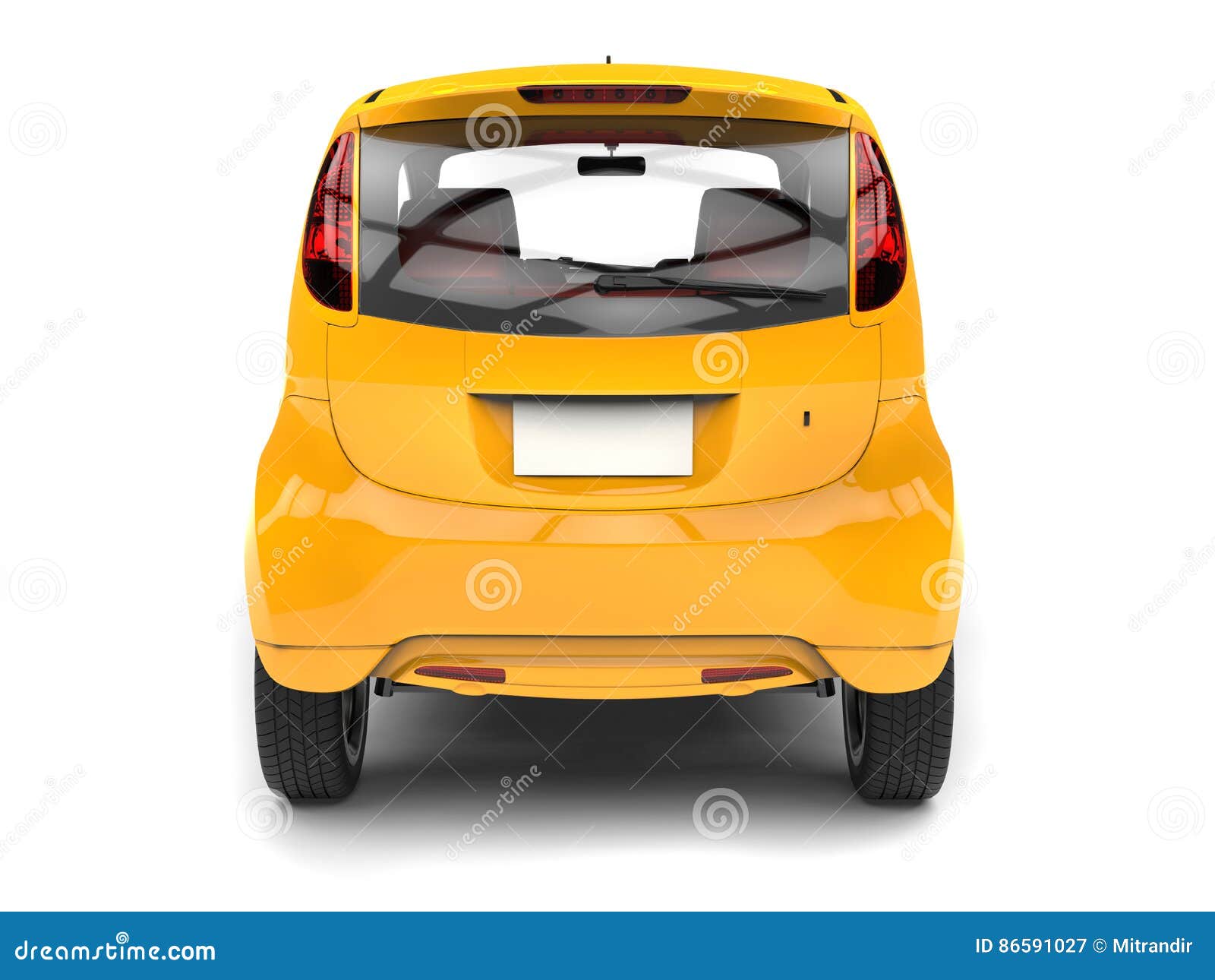 Gold Yellow Compact Car - Back View Stock Illustration - Illustration ...