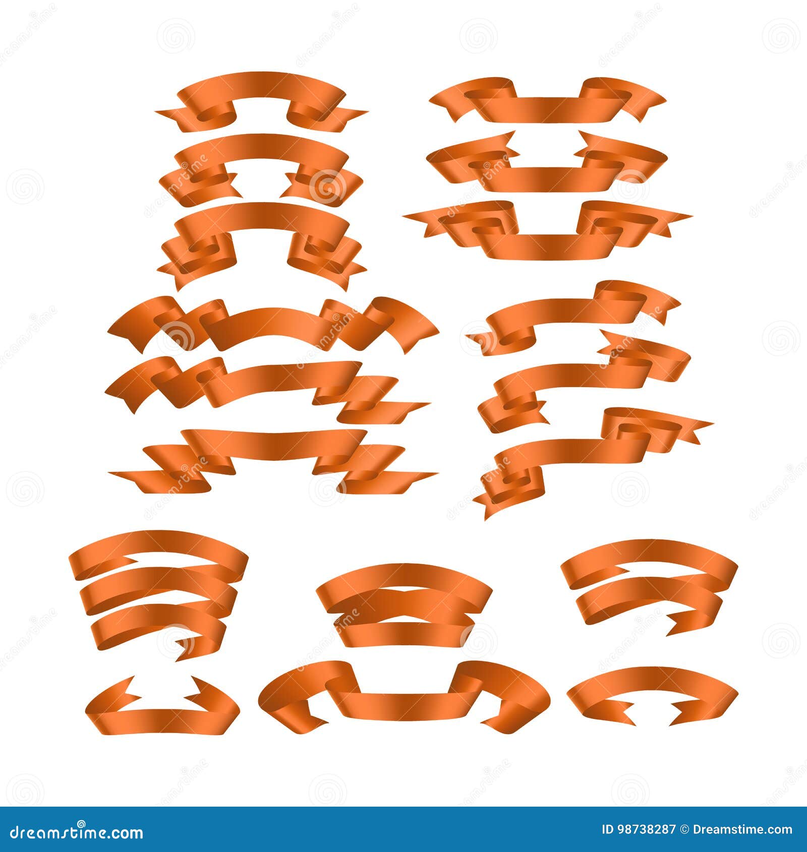 Gold, Yellow Glossy Ribbon Banners Stock Illustration - Illustration of ...