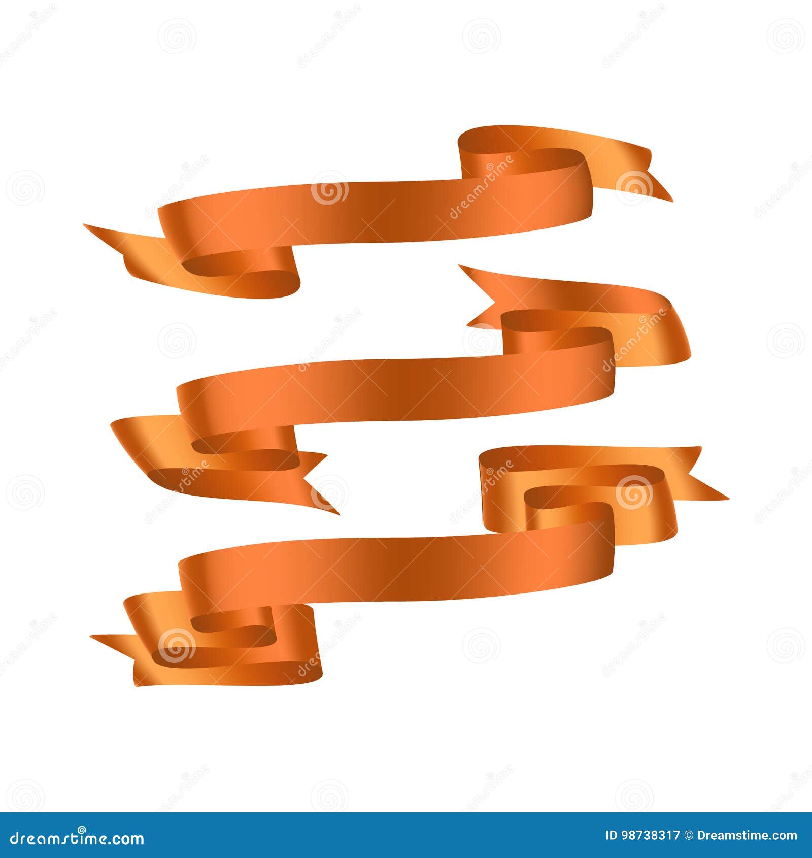 Gold, Yellow Glossy Ribbon Banners Stock Illustration - Illustration of ...