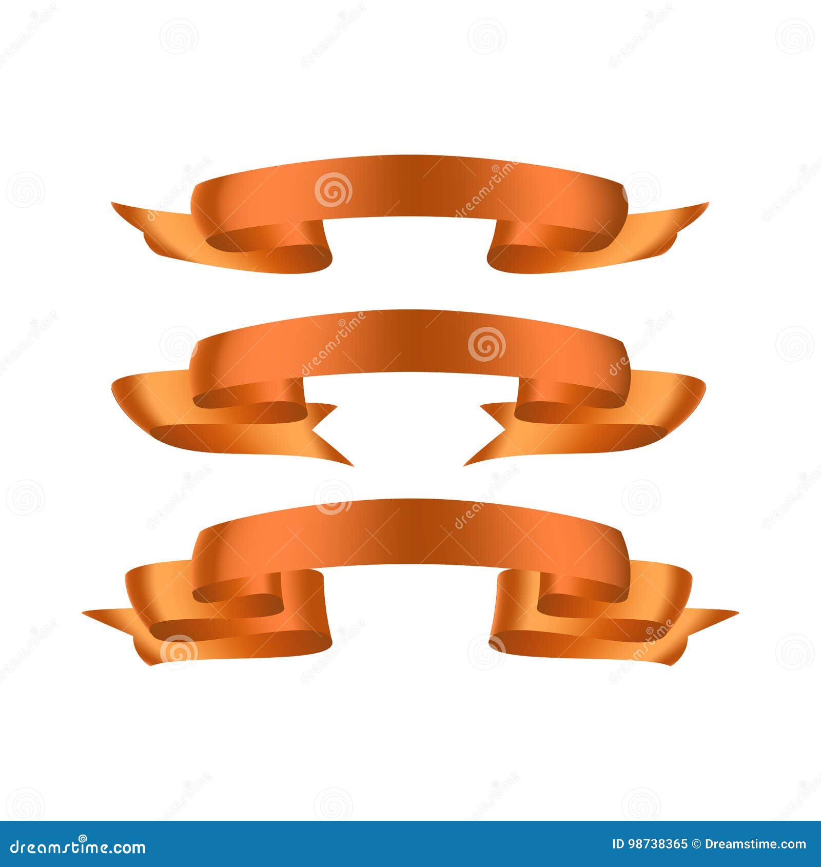 Gold, Yellow Glossy Ribbon Banners Stock Illustration - Illustration of ...