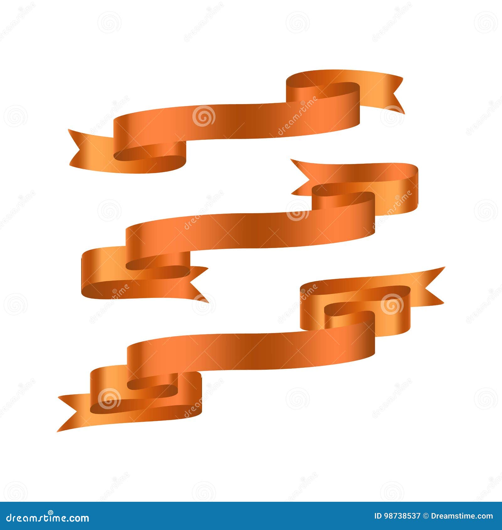 Gold, Yellow Glossy Ribbon Banners Stock Illustration - Illustration of ...