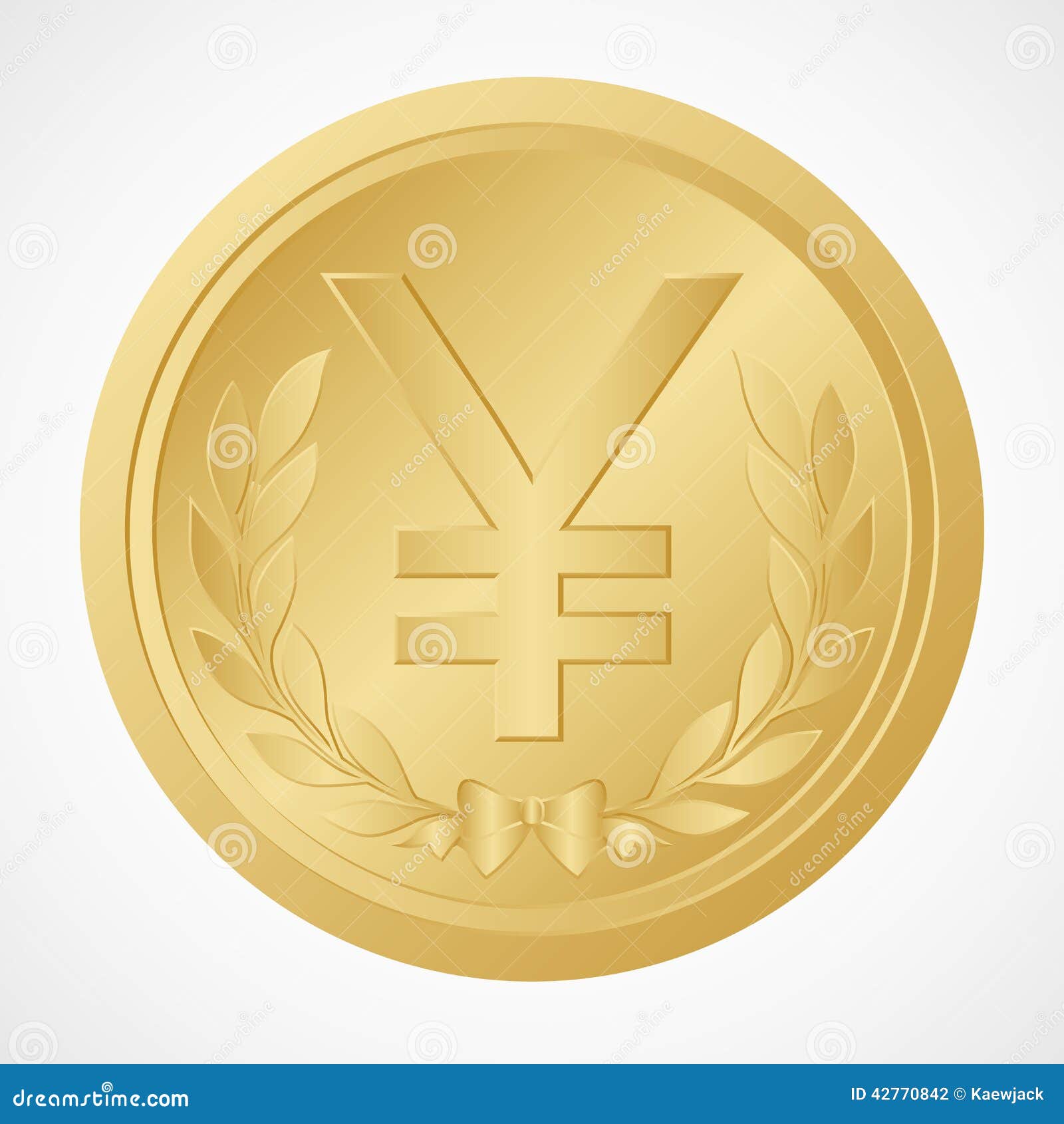 Gold Yen Coin With Yuan Symbol Chinese Money Vector And