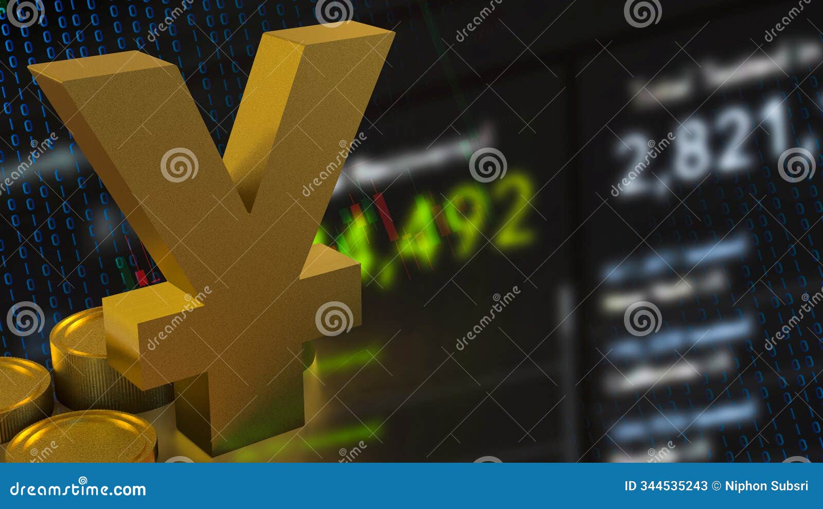 Yuan Symbol In Front Of The Flag Of China On A Neutral Gray Background ...