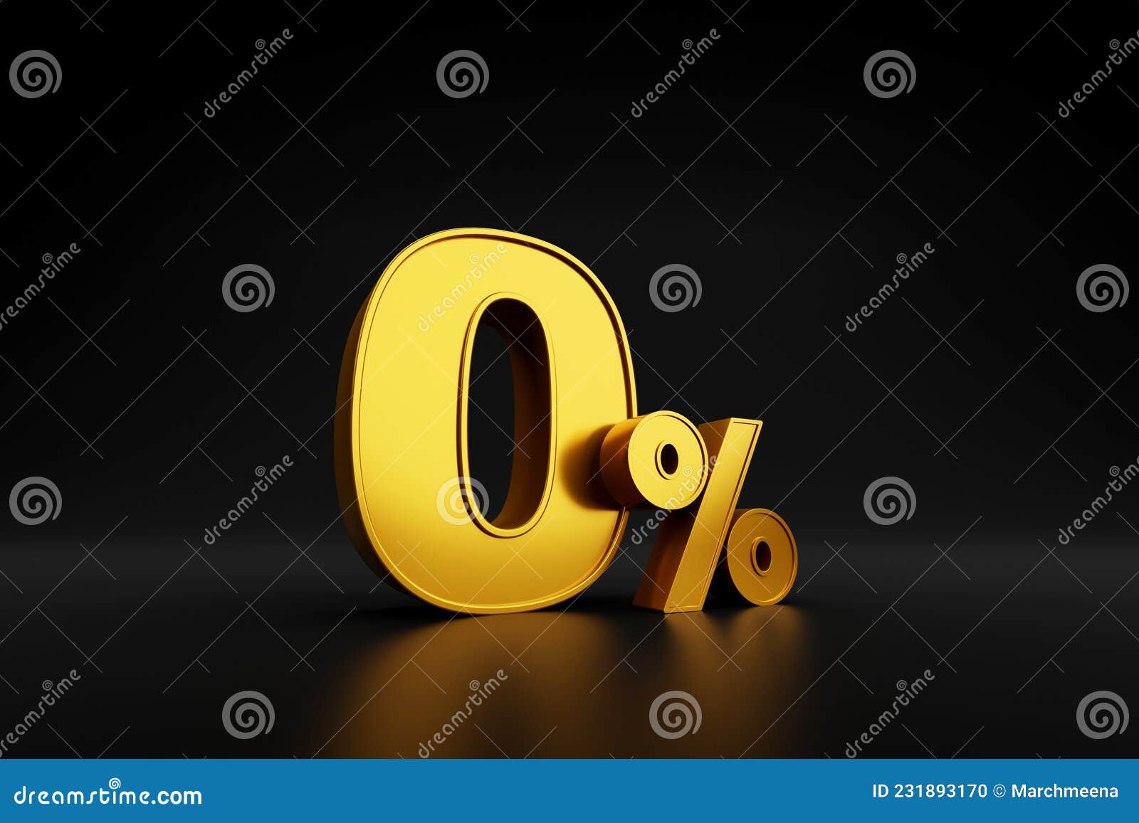 Gold Zero Percent or 0 Special Offer on Black Background Stock ...
