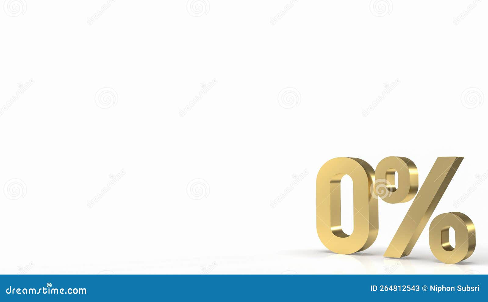 Gold Zero Percent on White Background 3d Rendering Stock Illustration ...