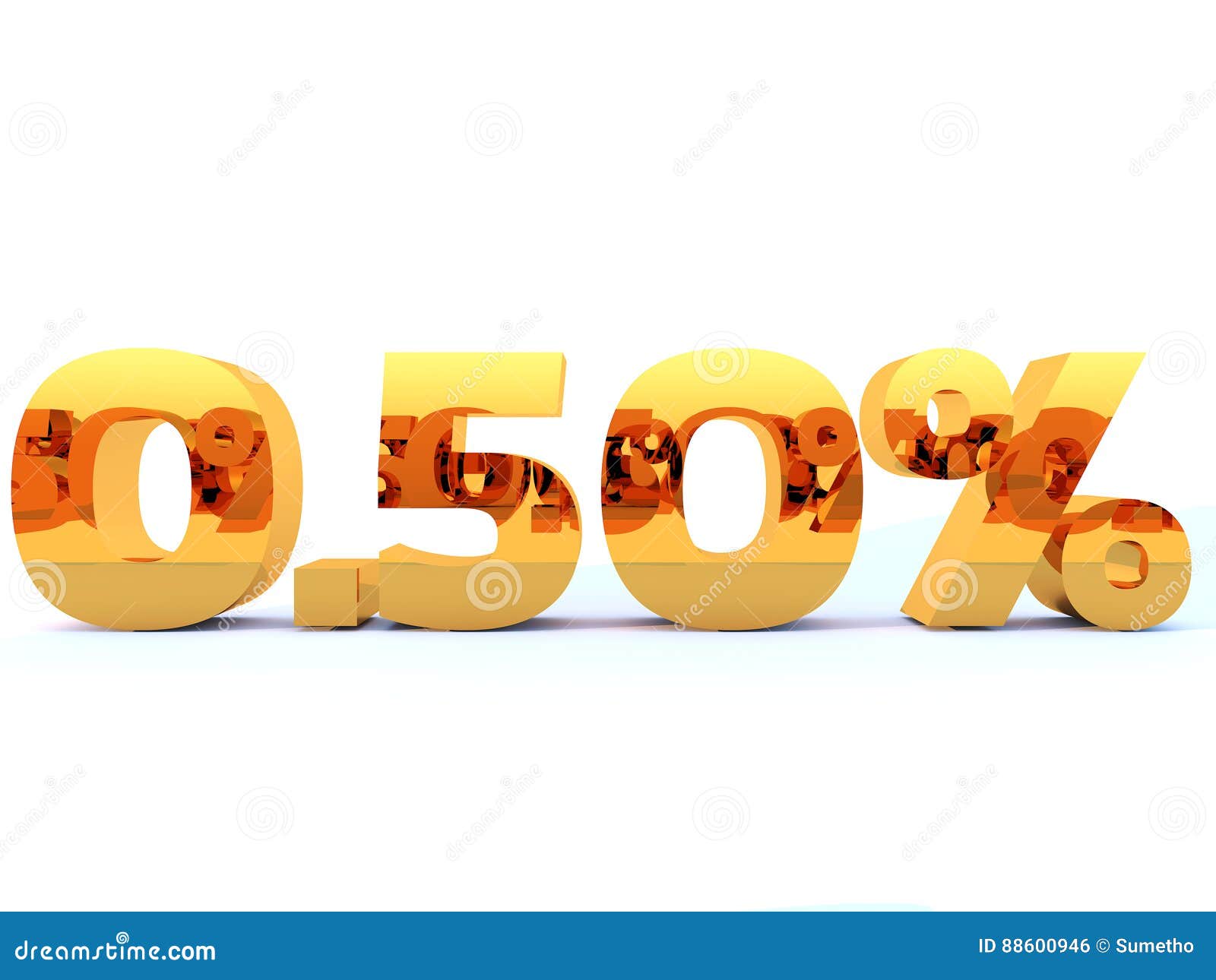 Gold Zero Point Five Percent or 0.50 with Self Reflection Isolated Over ...