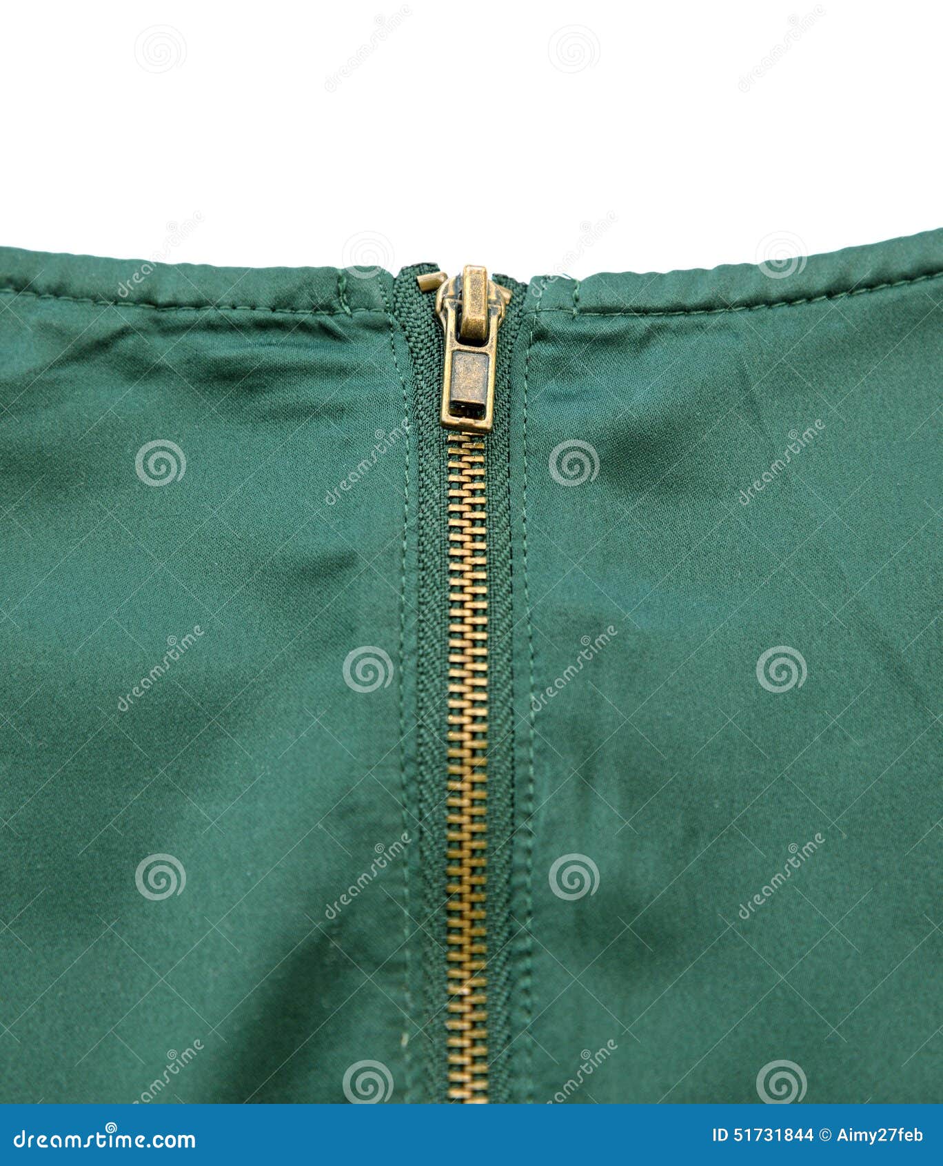 Gold Zipper on Green Silk Cloth Stock Photo - Image of zipper, gold ...