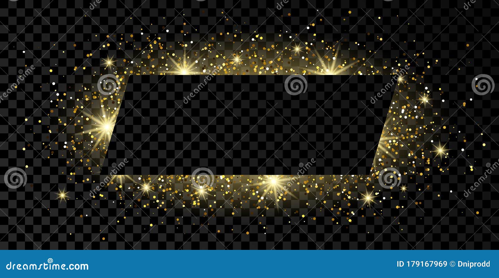 Golden Rectangle Frame with Glitter Stock Vector - Illustration of ...