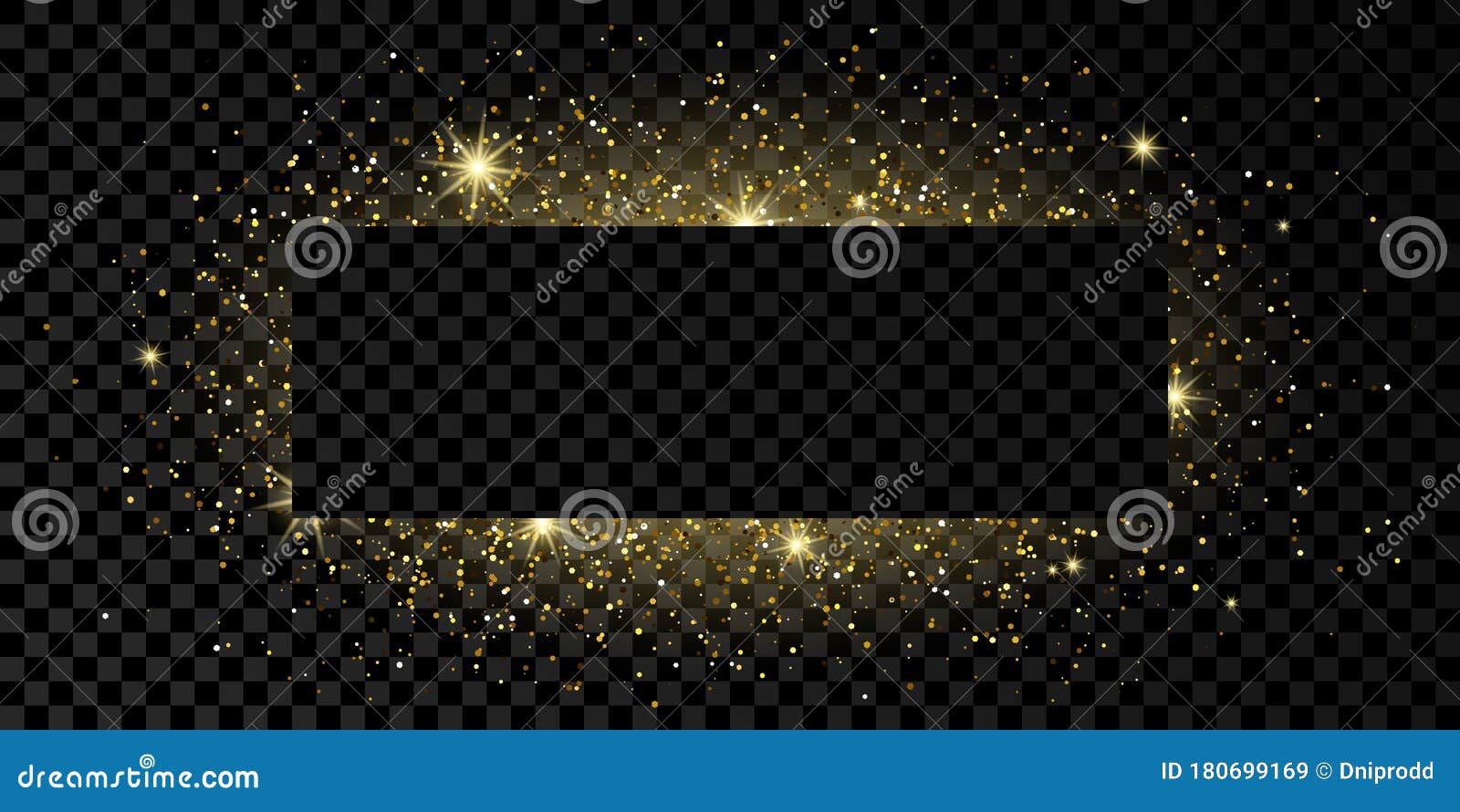 Golden Rectangle Frame with Glitter Stock Vector - Illustration of ...
