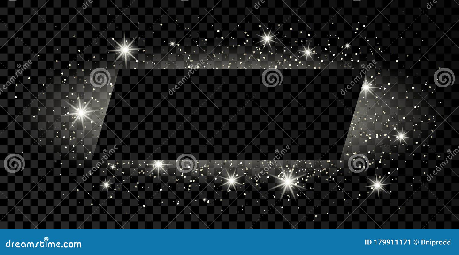 Silver Rectangle Frame with Glitter Stock Vector - Illustration of club ...