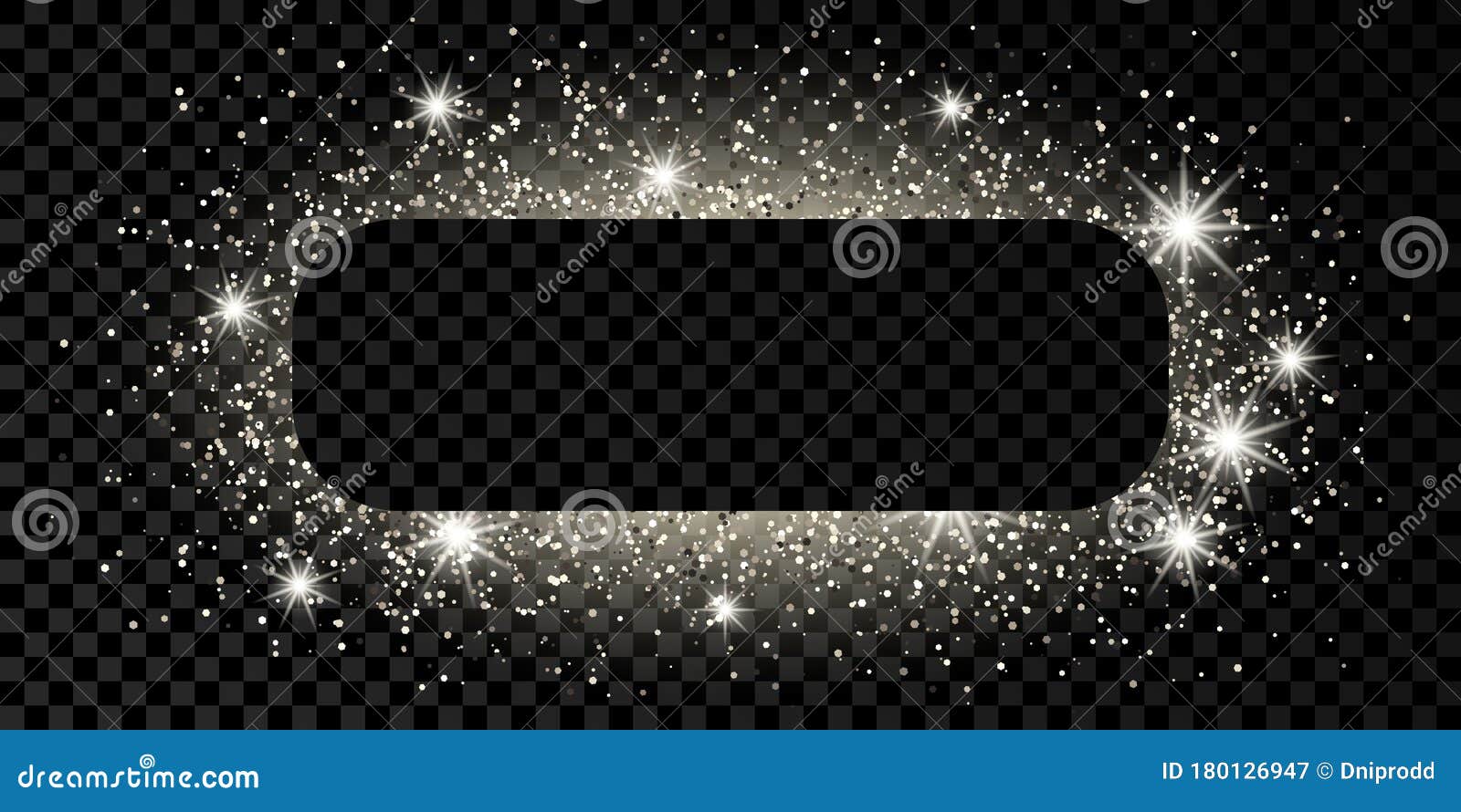 Silver Rounded Rectangle Frame with Glitter Stock Vector - Illustration ...