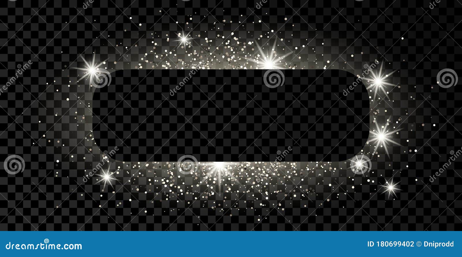 Silver Rounded Rectangle Frame with Glitter Stock Vector - Illustration ...