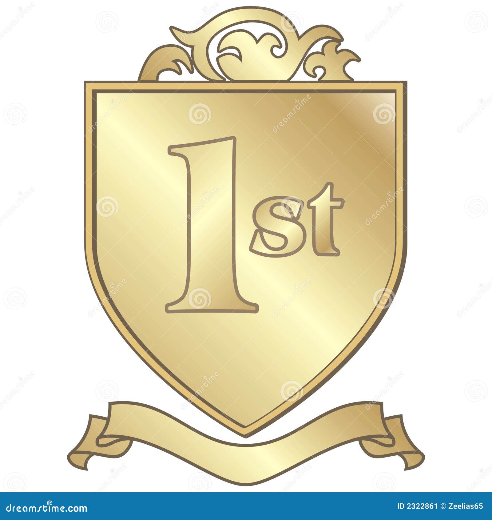 Golden 1st place crest stock vector. Illustration of championship - 2322861