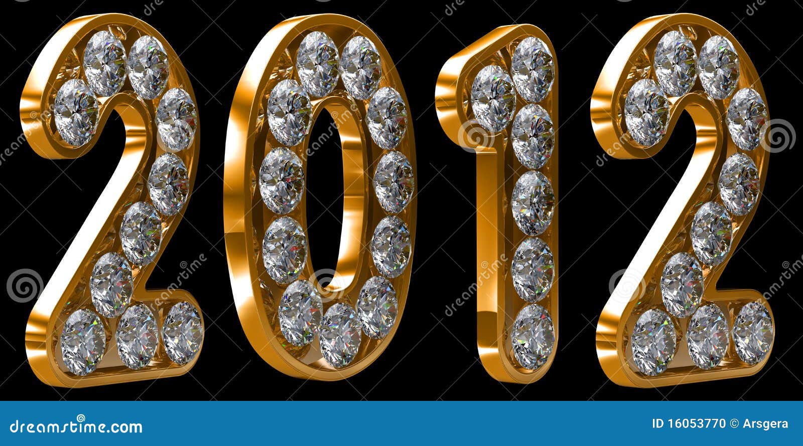 Golden 2012 Year Incrusted with Diamonds Stock Illustration ...