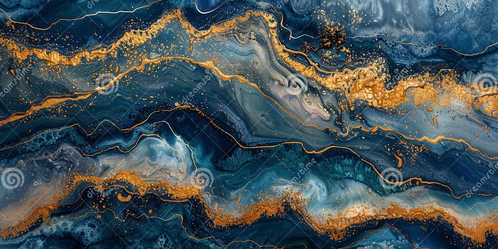 Golden Abstract Art with Flowing Patterns and Textures Highlighted by ...