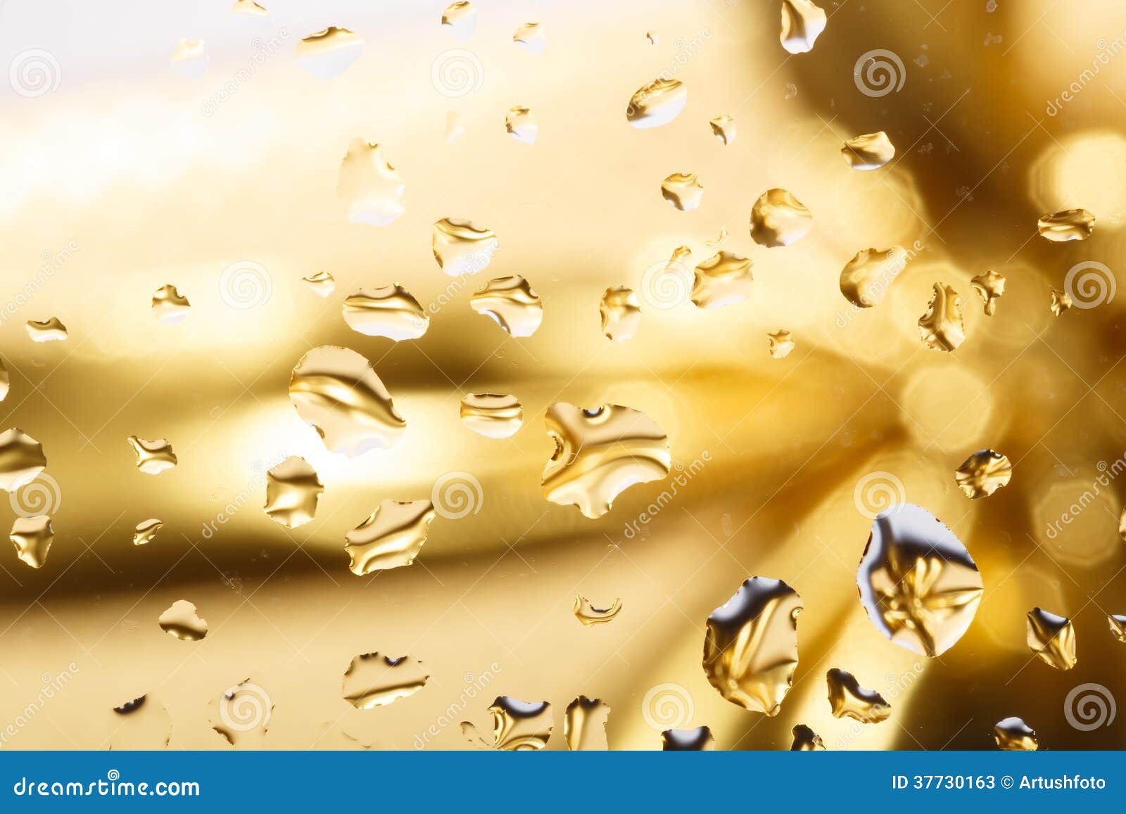 Golden Abstract Background with Water Drops Stock Image - Image of ...