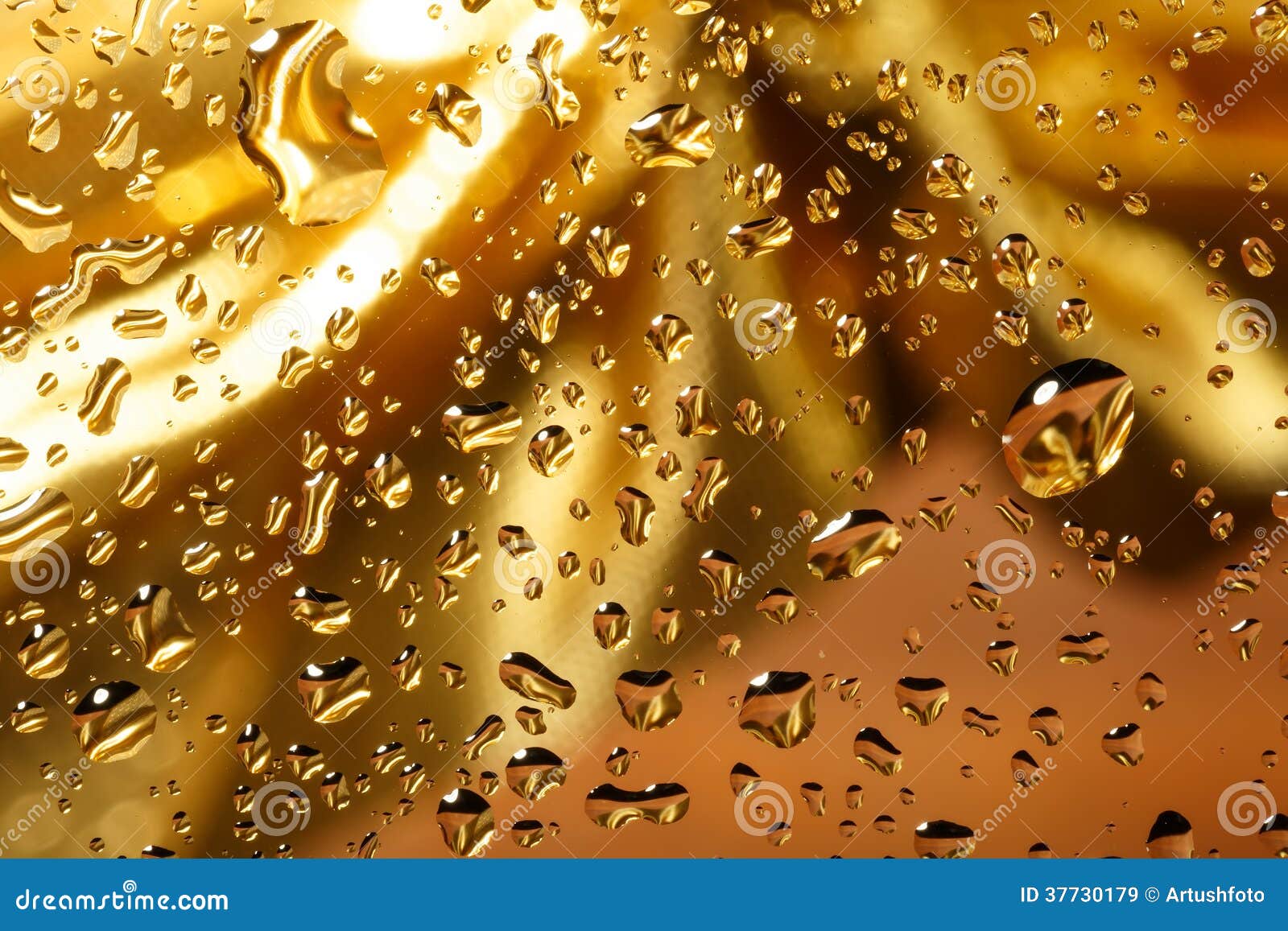 Golden Abstract Background with Water Drops Stock Image - Image of ...