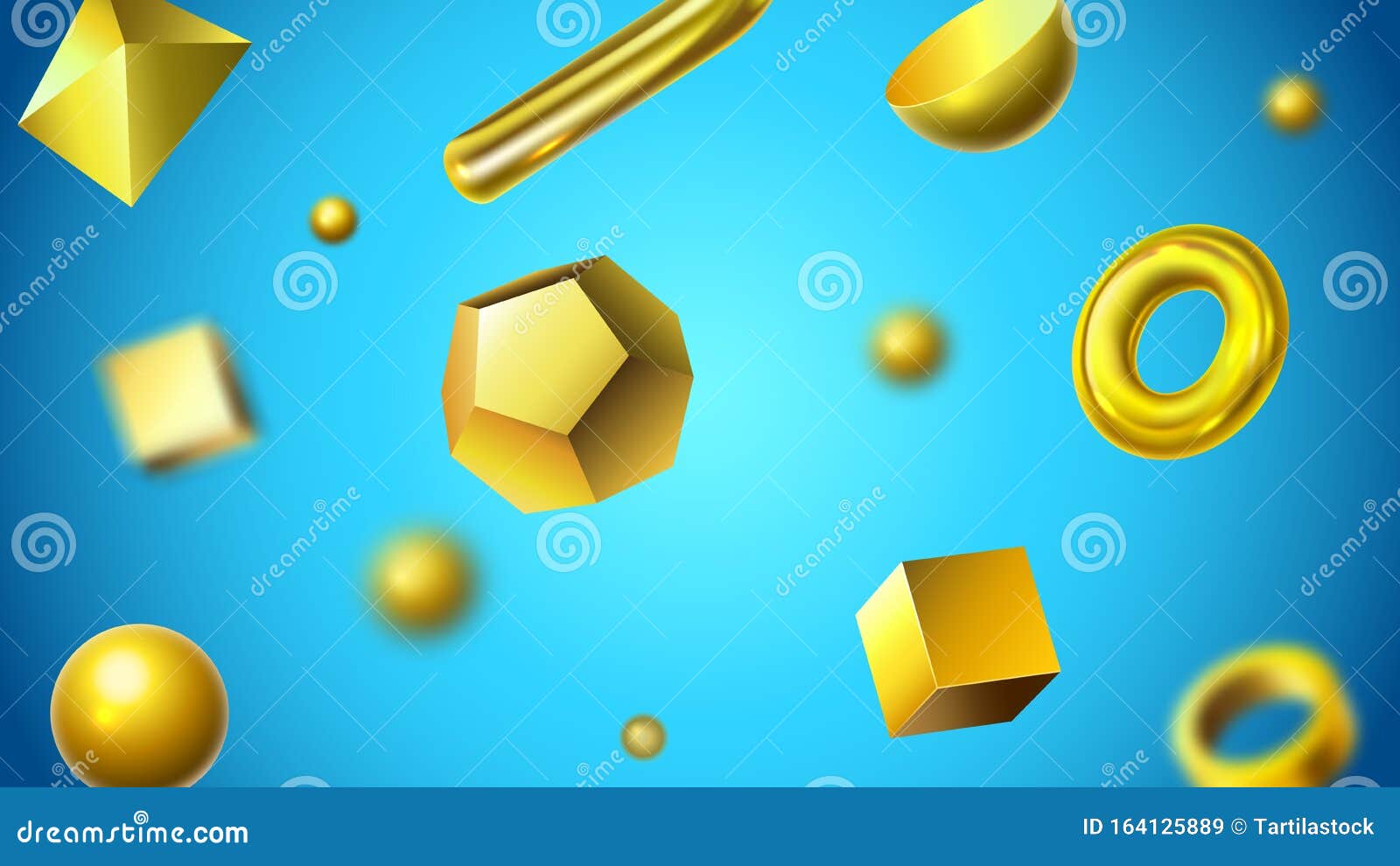 Golden Abstract 3D Geometric Shapes. Shiny Gold Objects, Realistic ... Golden Abstract 3D Geometric Shapes. Shiny Gold Objects, Realistic ...