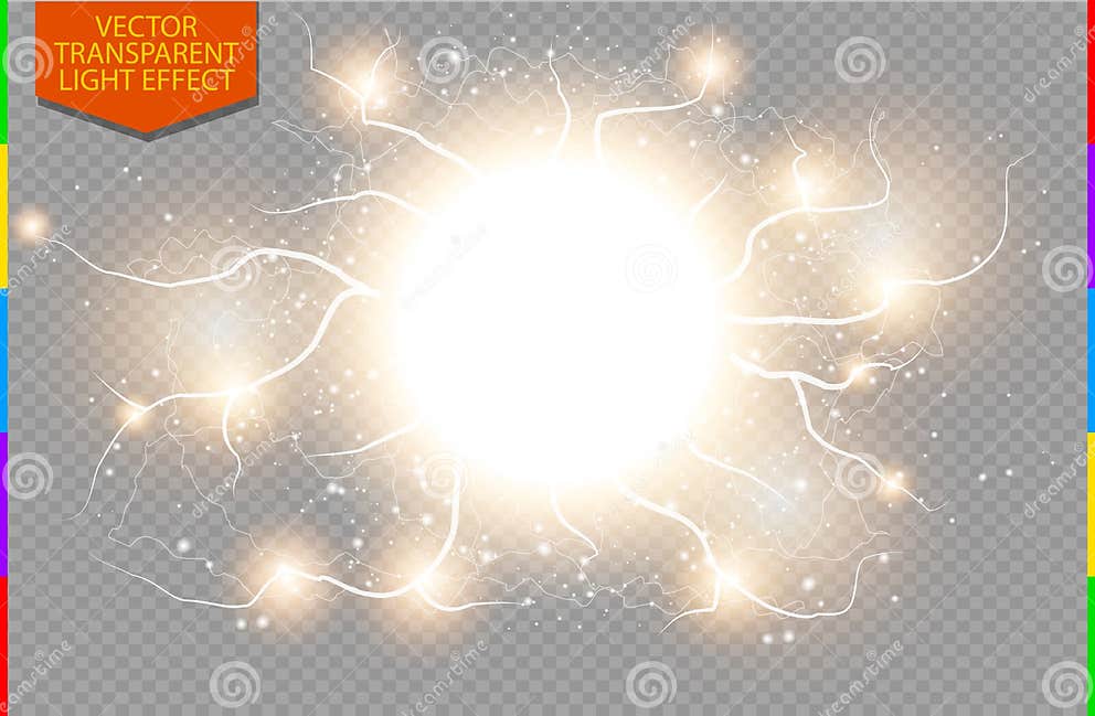 Golden Abstract Energy Shock Explosion Special Light Effect with Spark ...